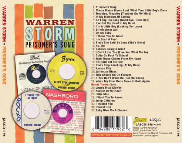 Warren Storm – Prisoner’s Song - Jasmine Records